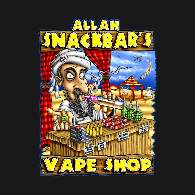 Allah Snackbar's Vape Shop - Funny - T-Shirt | TeePublic