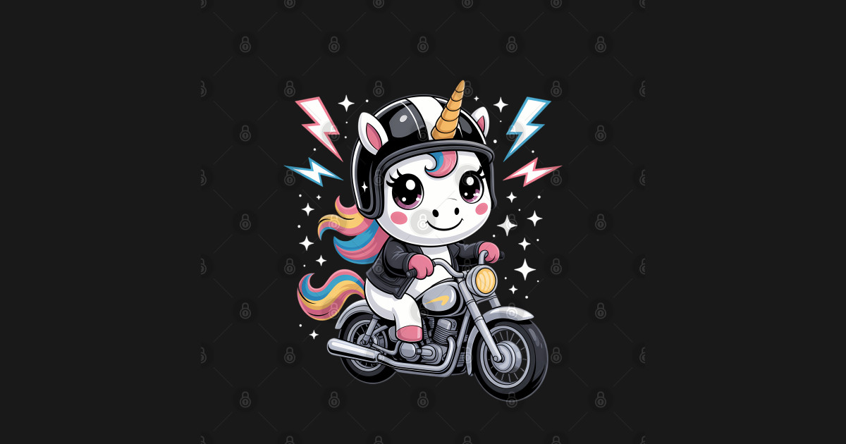 Unicorn Riding A Motorcycle - Unicorn - T-Shirt | TeePublic