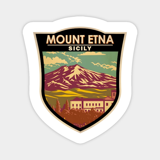 Mount Etna Sicily Badge - Mount Etna - Magnet | TeePublic