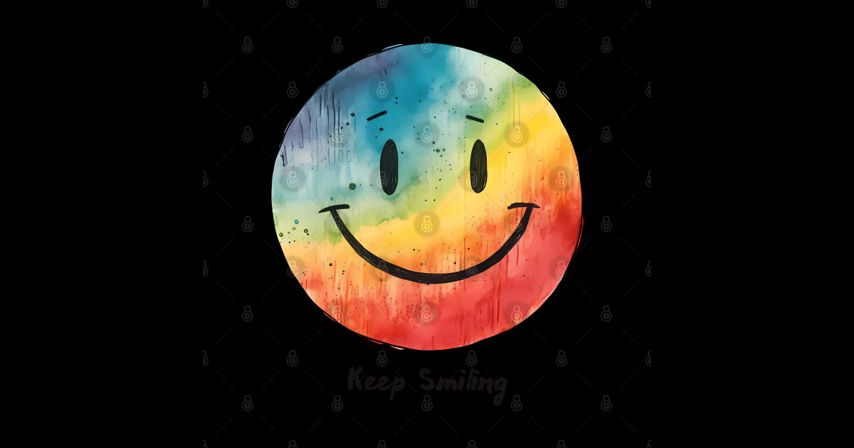 Keep Smiling Rainbow Paint Happy Smiley Face - Keep Smiling - Sticker ...