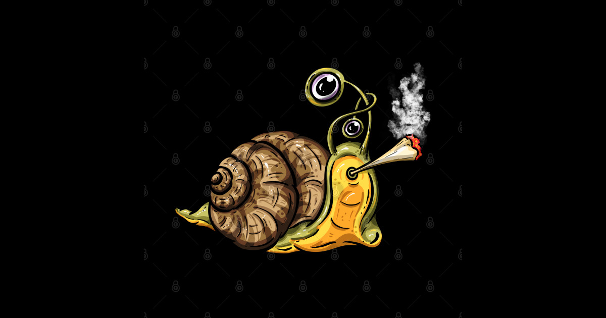 Toking Smoking Weed Snail Cartoon Illustration - Weed Lover - Sticker ...