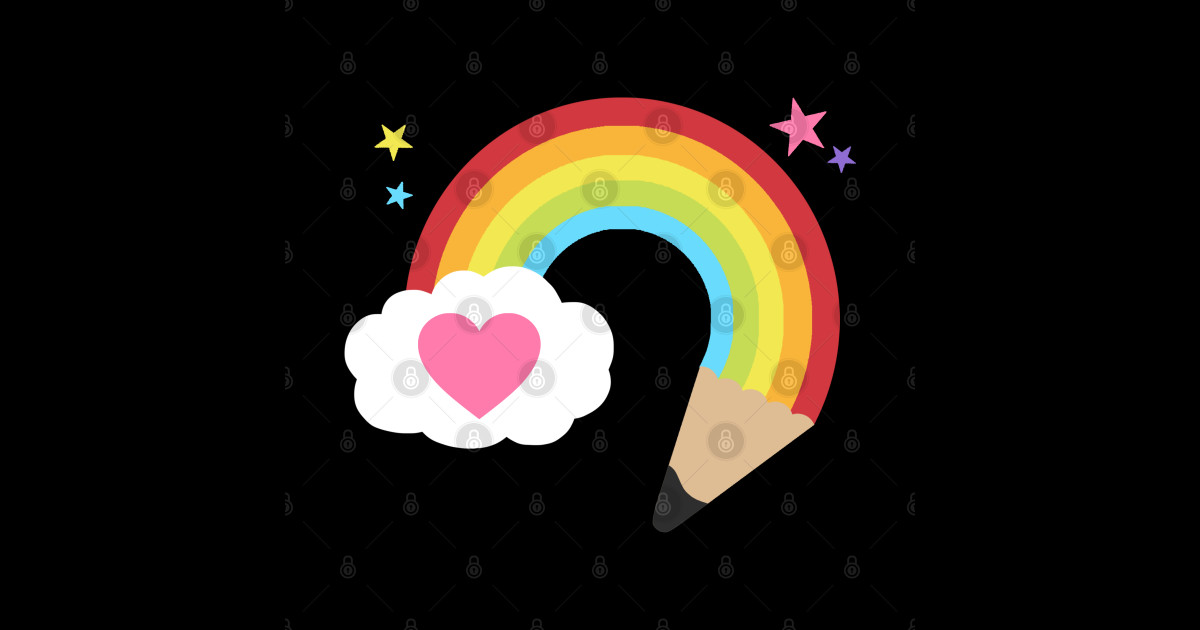 Rainbow Pencil - Rainbow - Sticker | TeePublic