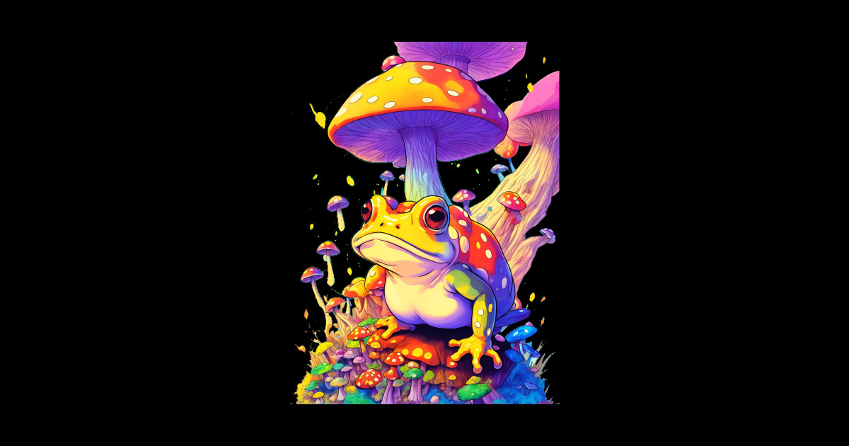 Colorful mushroom field toad autumn warm colors cute design lots of ...