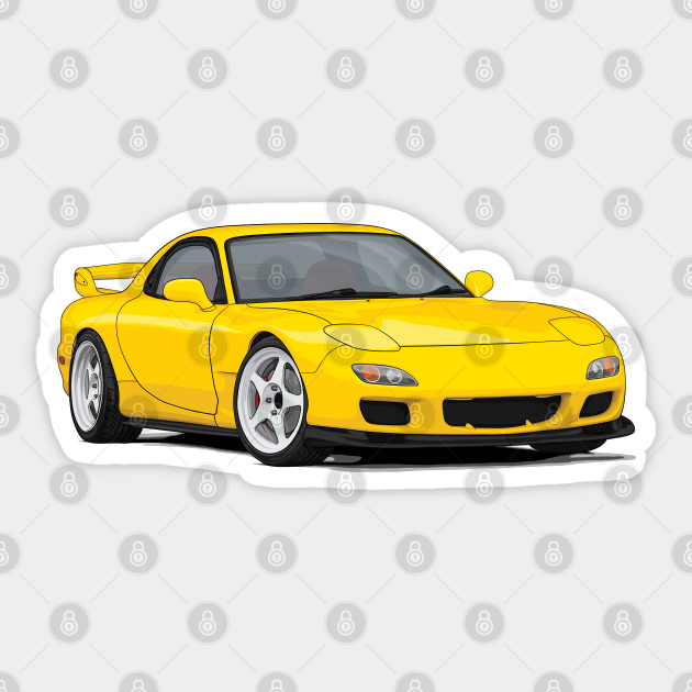 RX-7 Fd3s Illustration yellow - Rx7 - Sticker | TeePublic