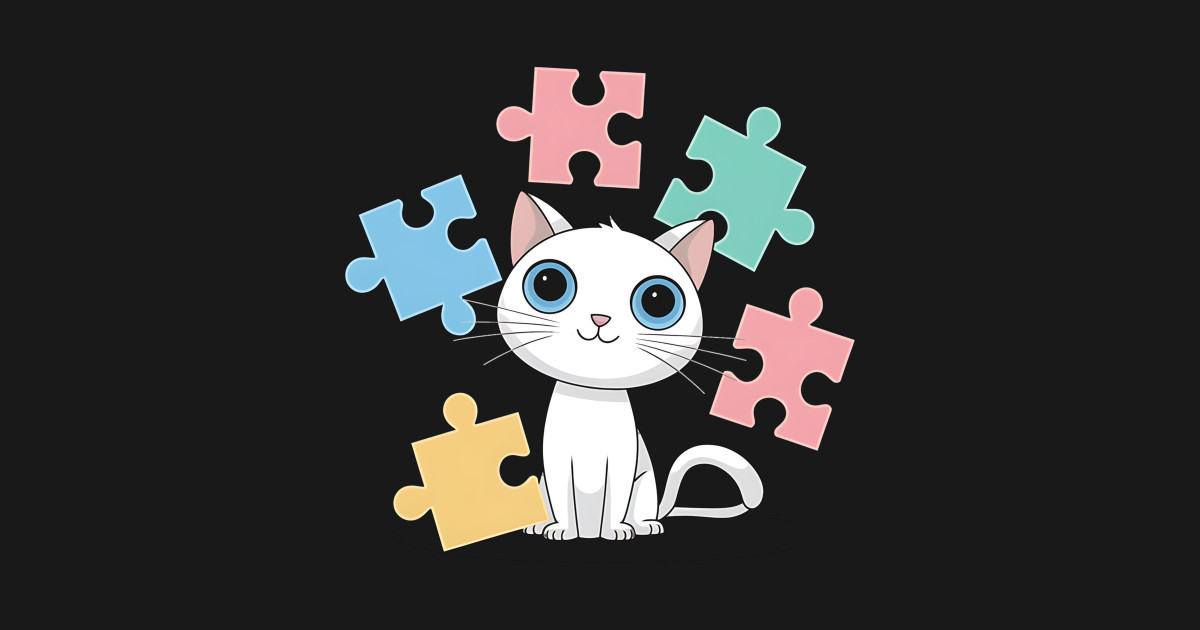 Autism Awareness Cute Cat - Autism Awareness Cute Cat - T-Shirt | TeePublic
