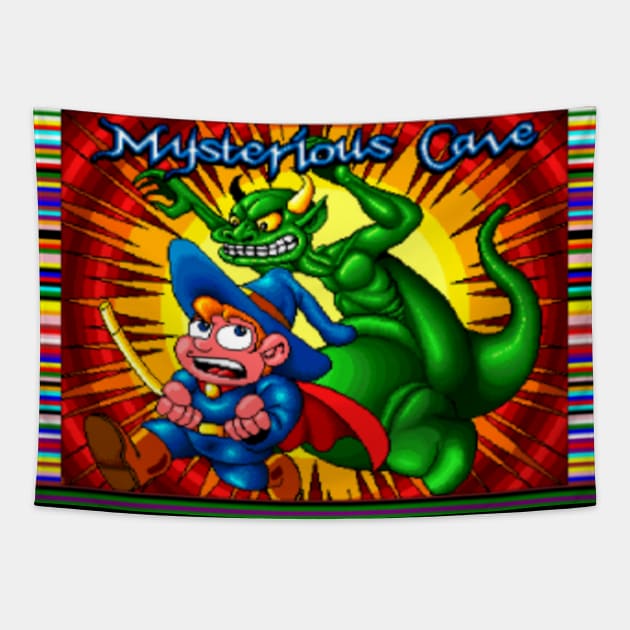 Mysterious cave 16 bit game loading screen - 8bit - Tapestry | TeePublic