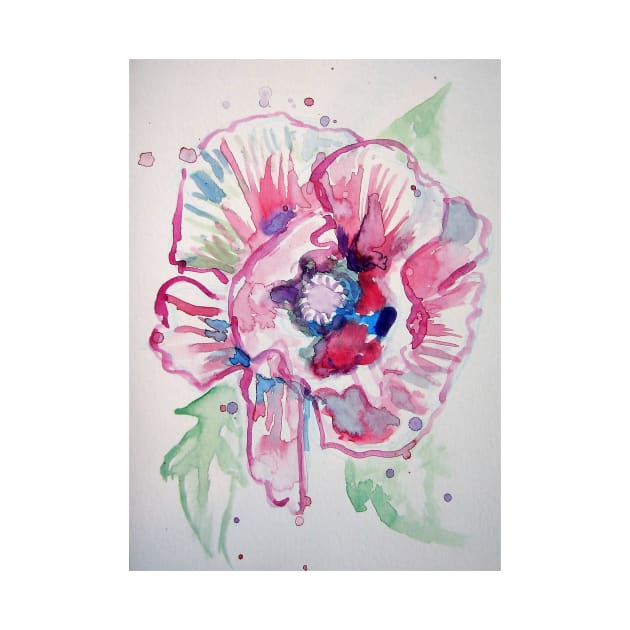 Pink Poppy Watercolour Painting - Floral Pattern - T-Shirt | TeePublic