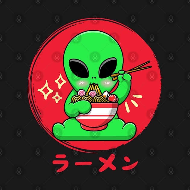 cute alien eat ramen - Aliens - T-Shirt | TeePublic