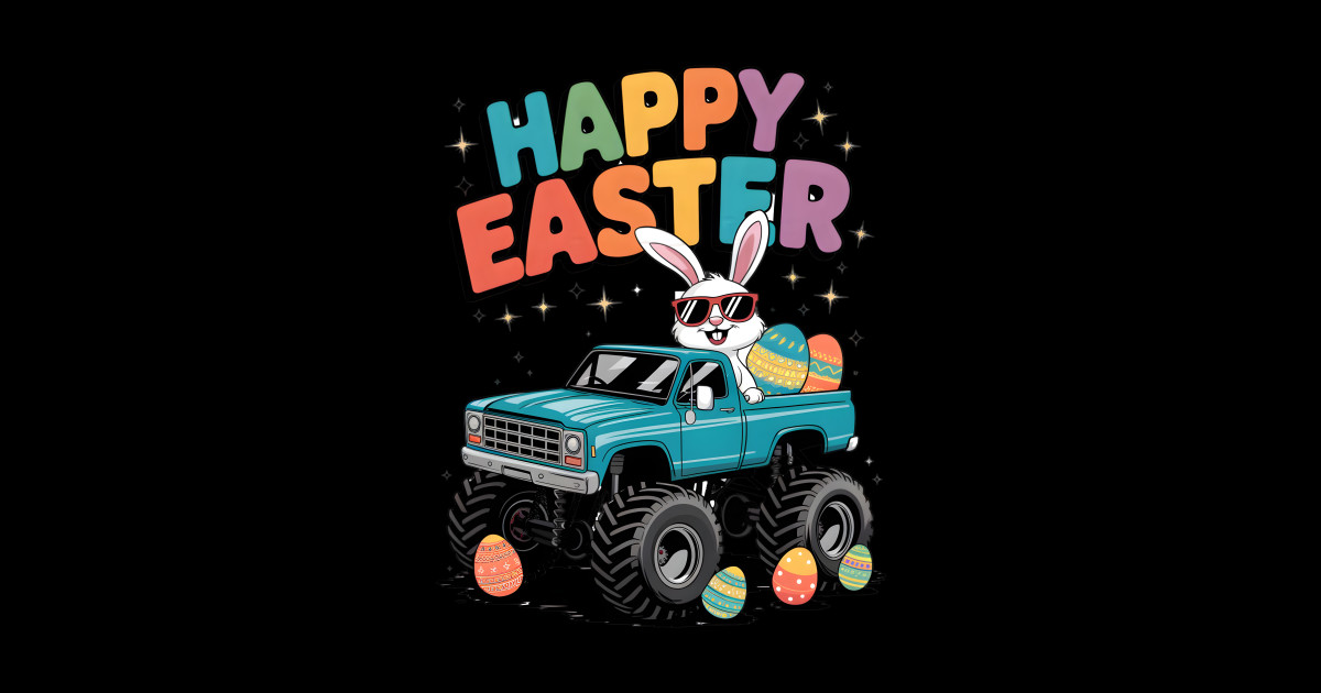 Bunny Happy Easter Monster Truck Easter Eggs - Easter - Sticker | TeePublic