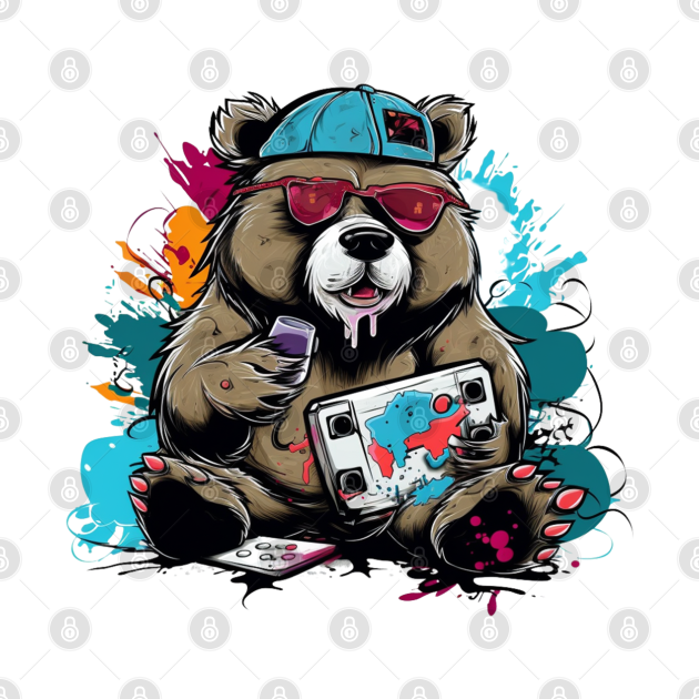 Gamer Bear Graphic Design - Original Artwork - Bear - T-Shirt | TeePublic