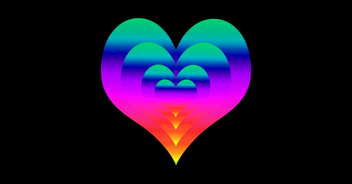 Rainbow Gradient Nested Hearts color pallet 3 - Rainbow Heart - Sticker ...