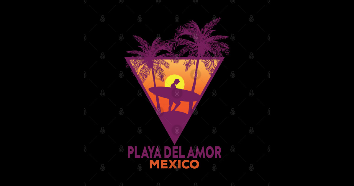 Retro Playa Del Amor Mexico - Playa Del Amor - Sticker | TeePublic