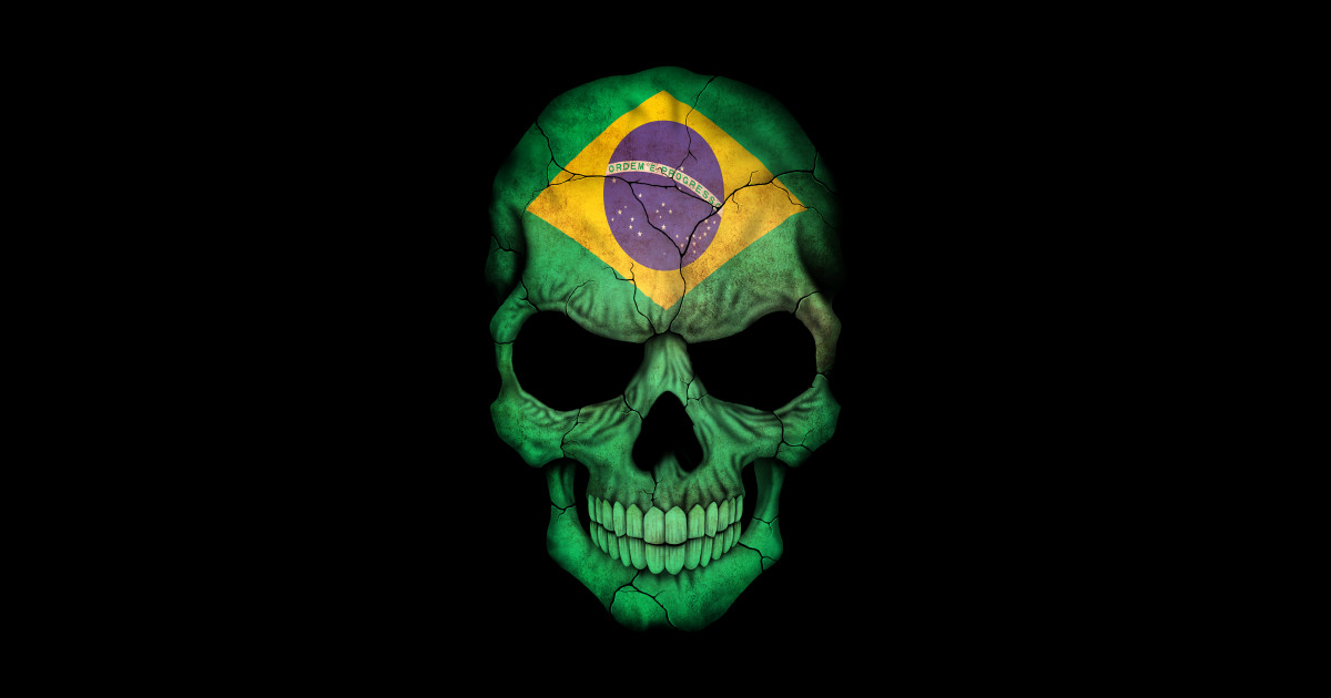 Brazilian Flag Skull - Brazil - Sticker | TeePublic