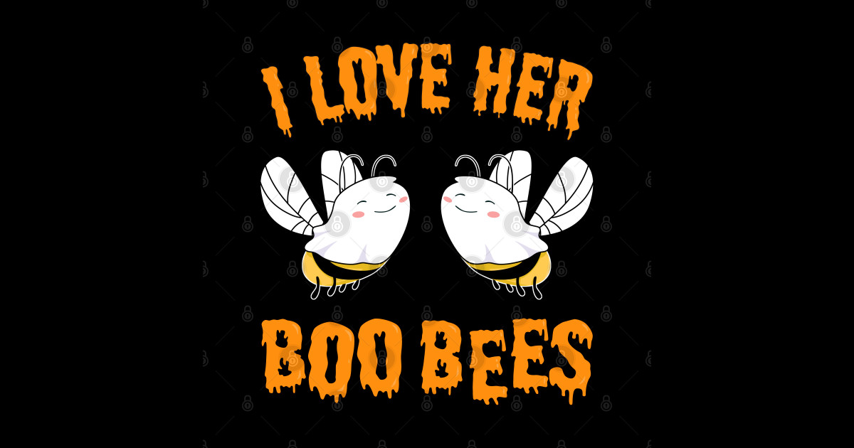 I Love Her Boo Bees Cute His Funny Halloween Matching Couple T-Shirt ...