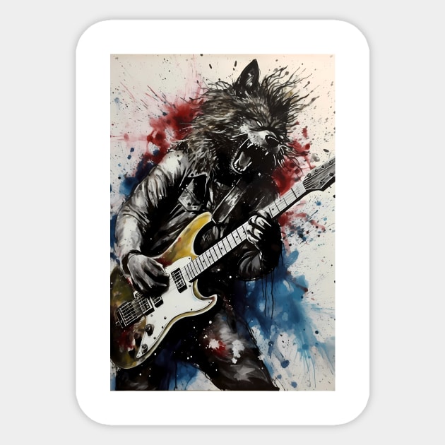 Werewolf Shredding Guitar - Werewolf - Sticker | TeePublic