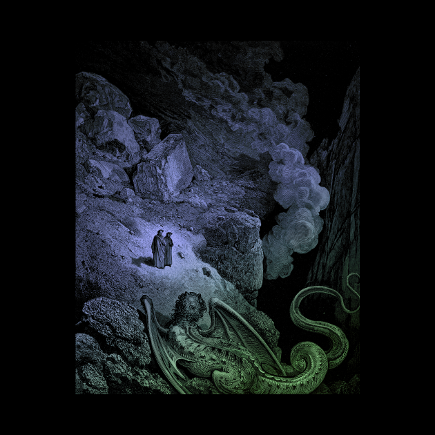 High Resolution Gustave Doré Illustration Geryon Tinted - Gustave Dore ...