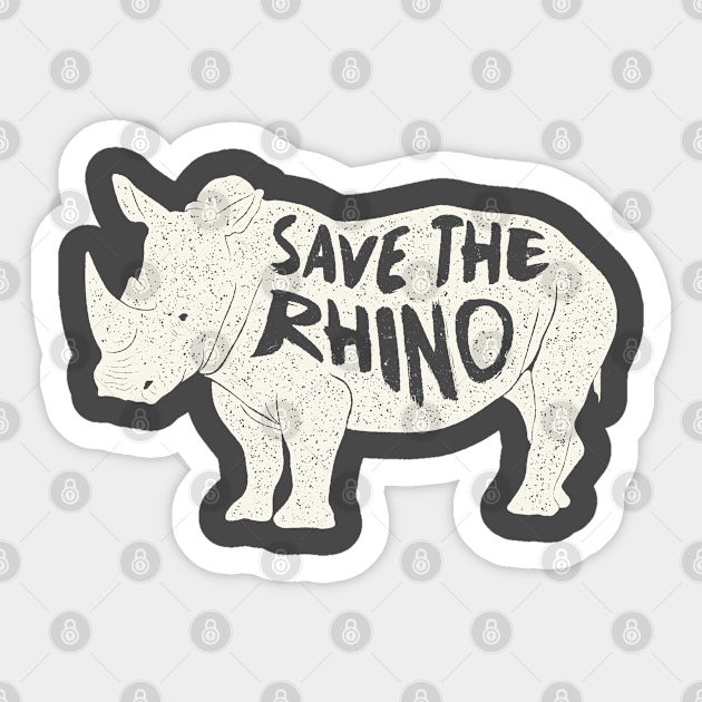 Awesome Vintage Save The Rhino Dark T shirt - Rhino - Sticker | TeePublic
