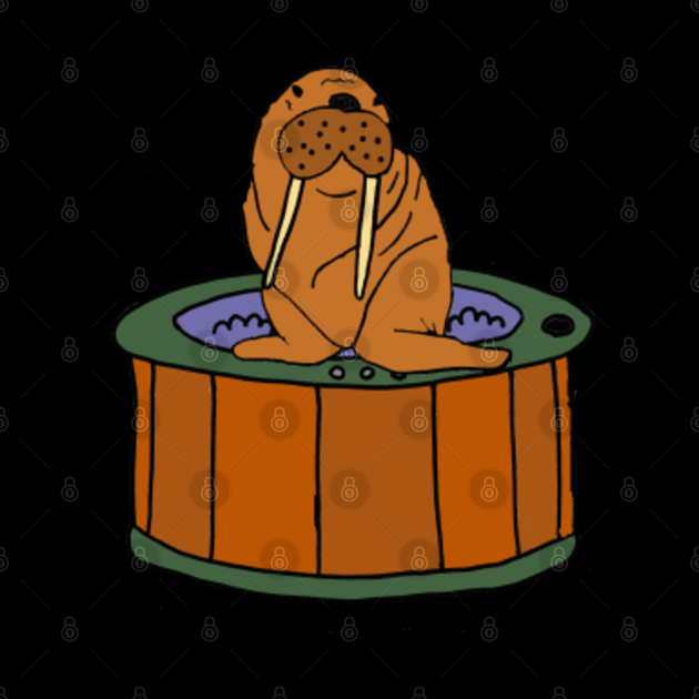 Funny Walrus Soaking in Hot Tub Cartoon - Walrus - Tapestry | TeePublic Funny Walrus Soaking in Hot Tub Cartoon - Walrus - Tapestry | TeePublic