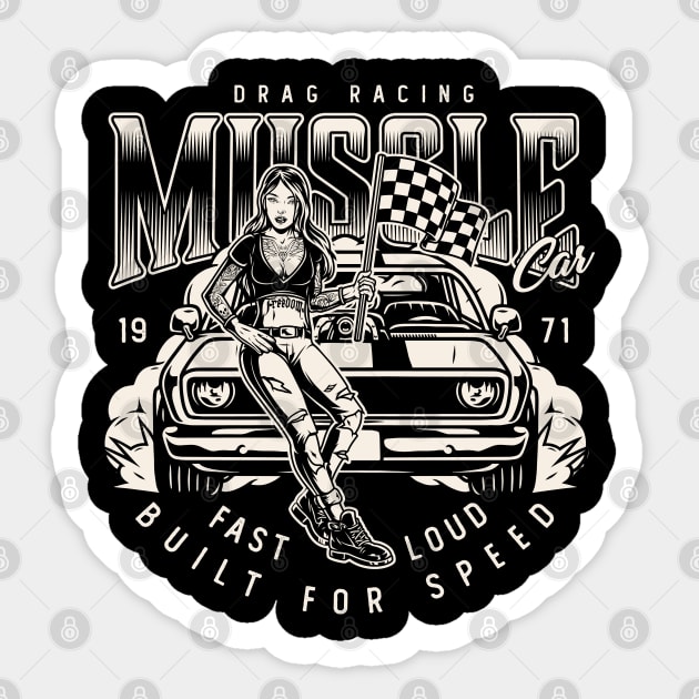 Drag Race Muscle Car - Muscle Car - Sticker | TeePublic