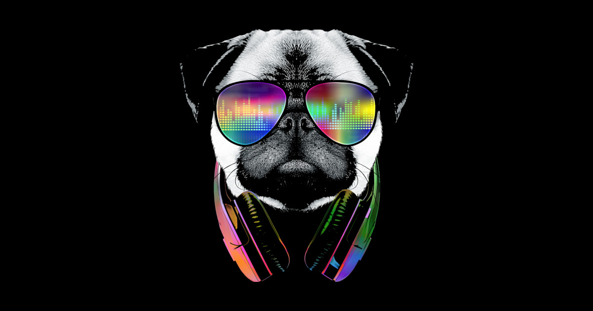 Dog Pug Music - Pug - Sticker | TeePublic