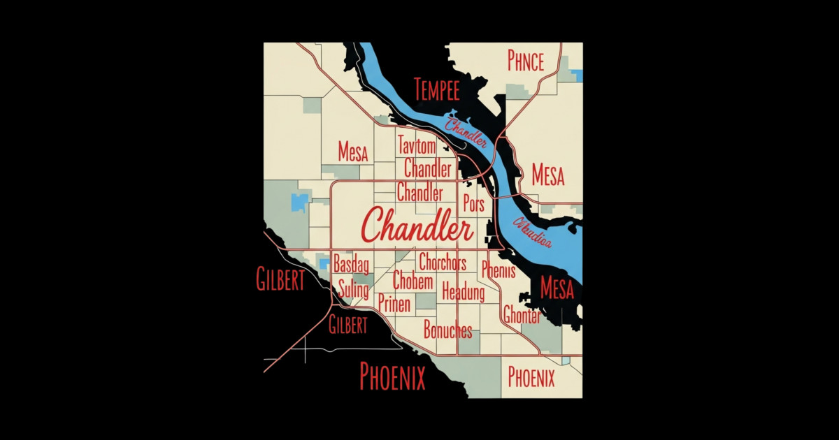 Chandler Arizona Map - Chandler Arizona Map - Sticker | TeePublic