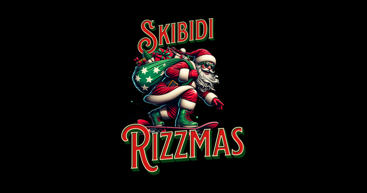 Skibidi Rizzmas Skateboard Santa - Skibidi Rizzmas - Sticker | TeePublic