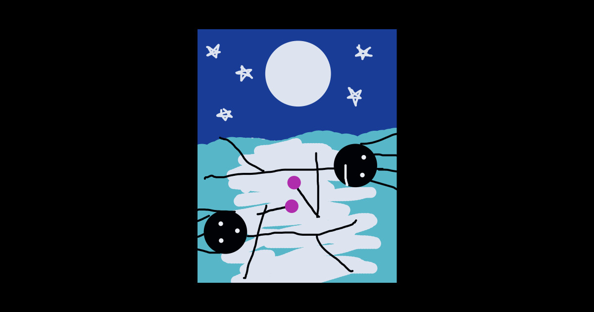 Kids and Moonlight Stick Figure - Stick Figure - Posters and Art Prints ...