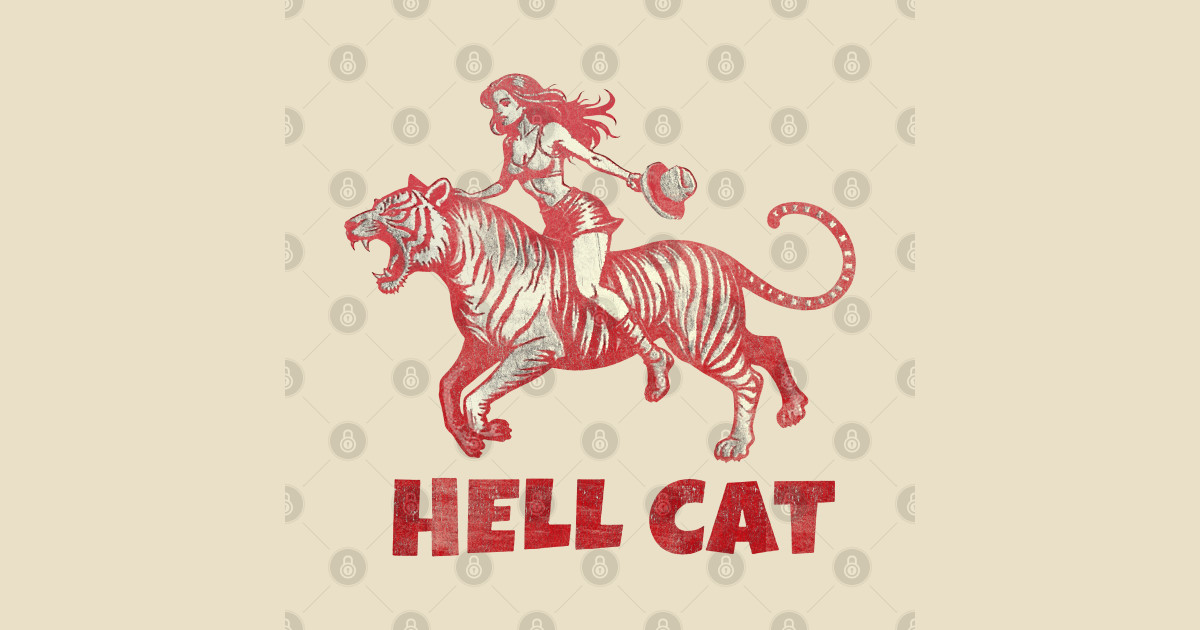 Hell Cat Wild Rider - Vintage Rebel Tiger Design - Hellcat - T-Shirt ...