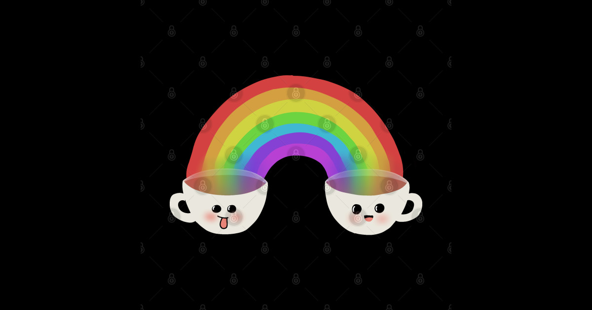 Rainbow Coffee cups - Coffee With Rainbow Inside - Sticker | TeePublic