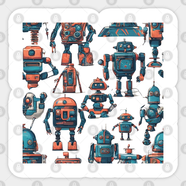 90s Home Robot Designs - garage robots - 90s Robot Aesthetic - Sticker ...