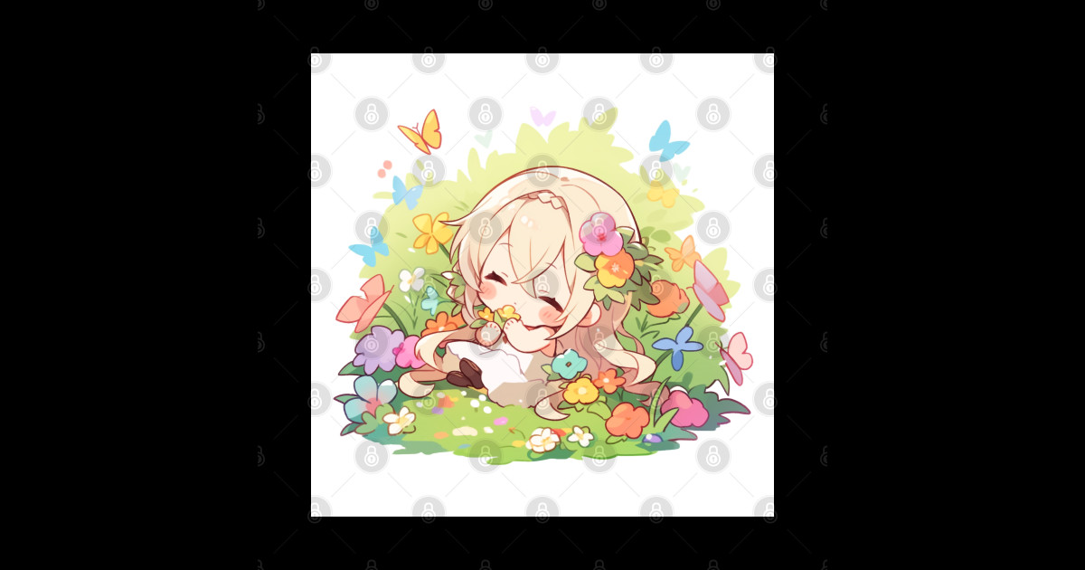 chibi flower girl - Anime - Sticker | TeePublic