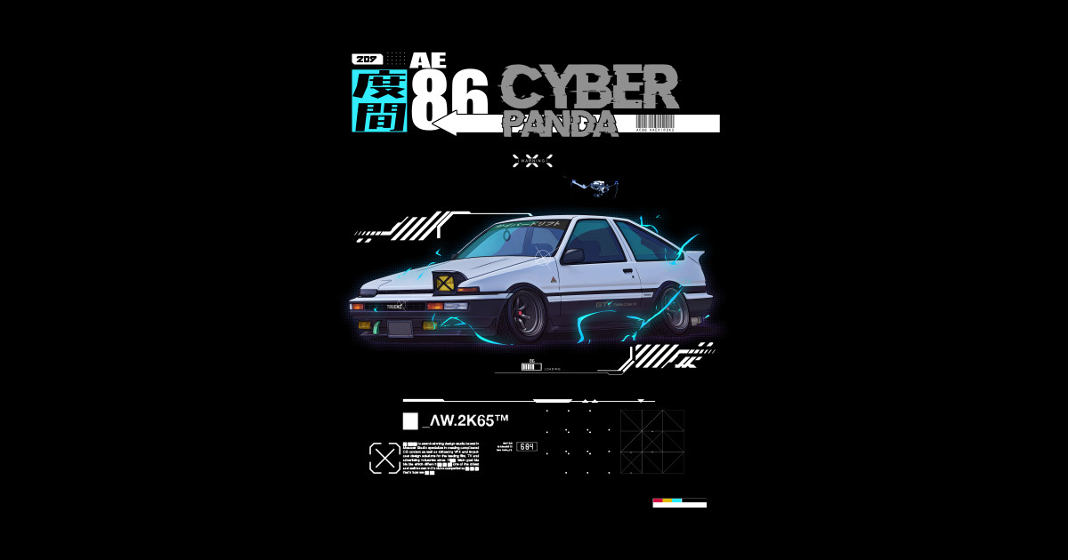 JDM Ae86 design Cyber Panda AE86 T-Shirt Mug Coffee Mug Apparel Hoodie ...