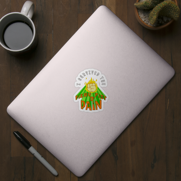 I Survived the Fiery Fist o' Pain - Spongebob - Sticker | TeePublic