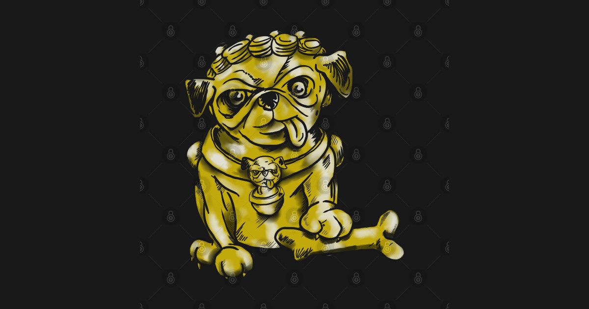 Gold Guardian Pug Foo Dog - Pug - T-Shirt | TeePublic