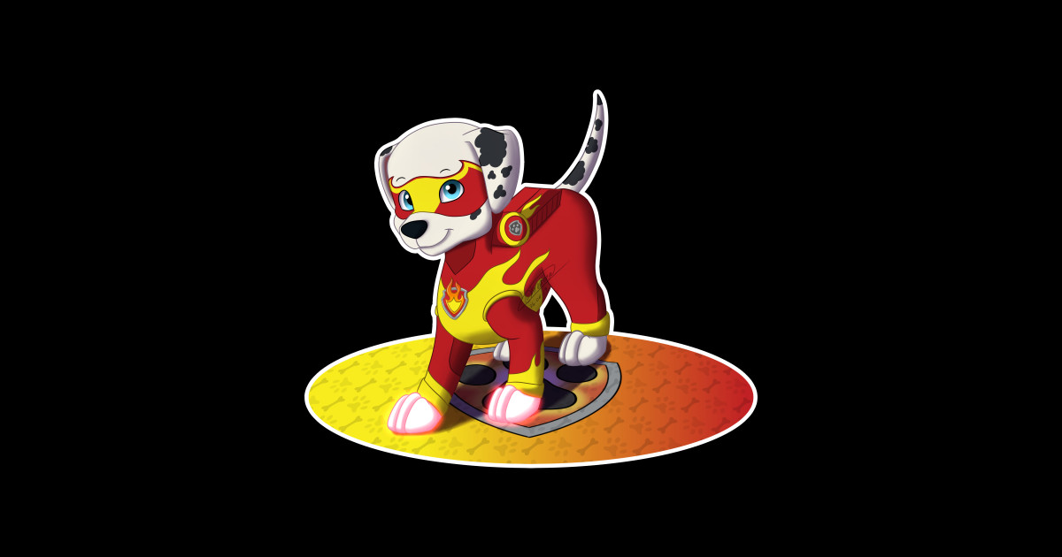 Paw Patrol 'Mighty Pup' Marshall - Paw Patrol - Sticker | TeePublic