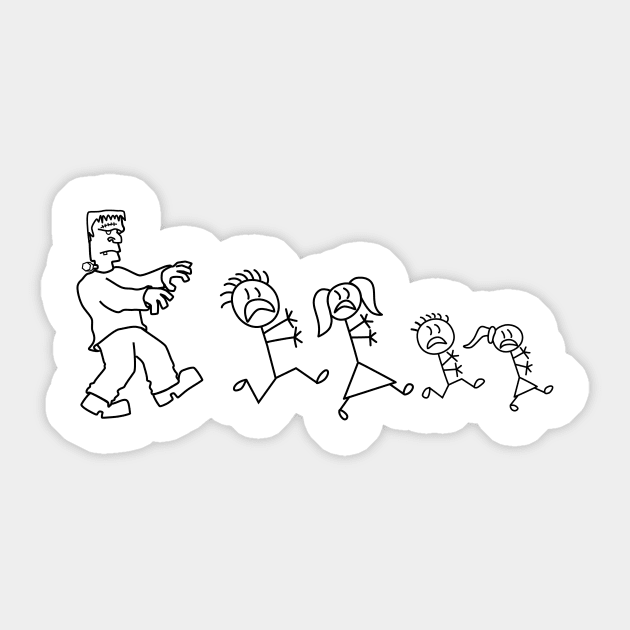 Frankenstein chases stick family - Frankensteins Monster - Sticker ...