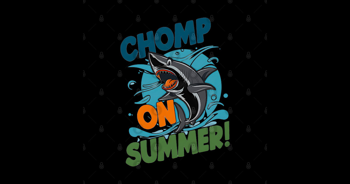 Chomp ON Summer | Funny Shark Lover gifts - Summer Vacation - Sticker ...