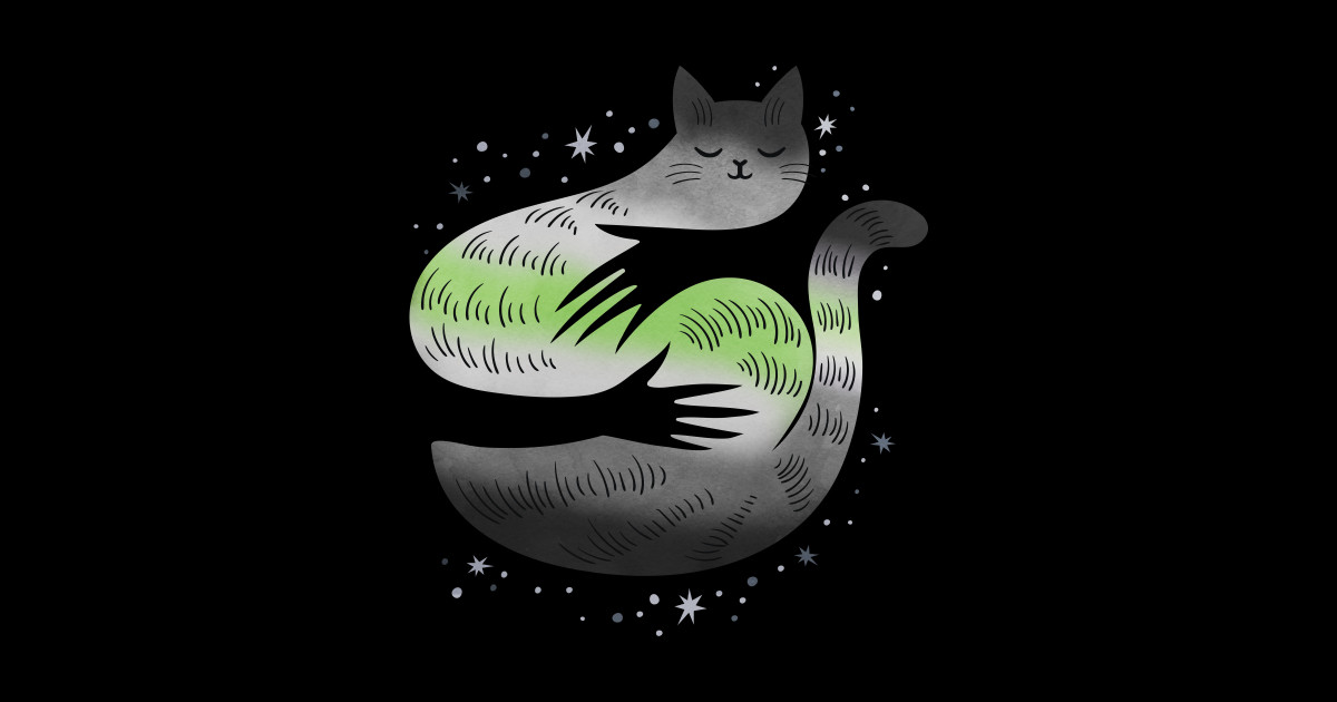 Agender Cat Hug LGBT Pride Flag - Agender - Posters and Art Prints ...