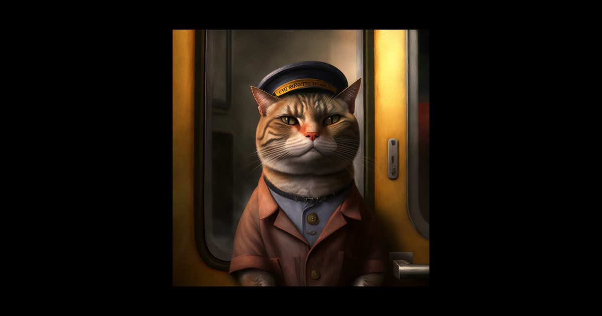 cat train conductor - Cat - Posters and Art Prints | TeePublic