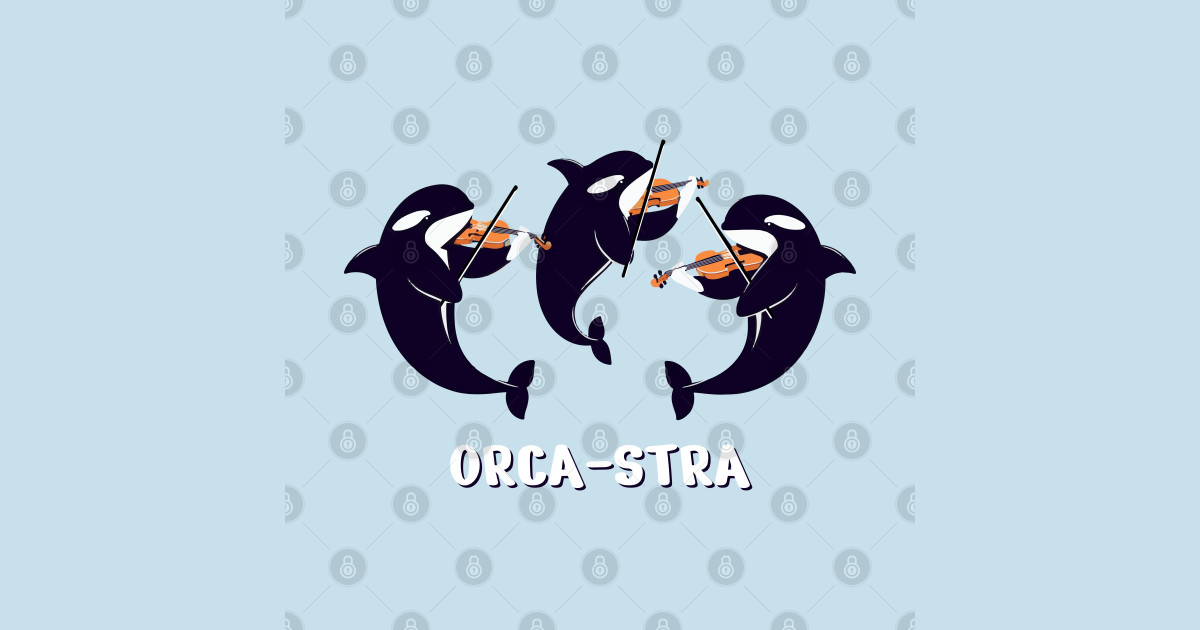 Orca-stra Violin - Funny Musical for Animal Lovers - Orca - T-Shirt | TeePublic