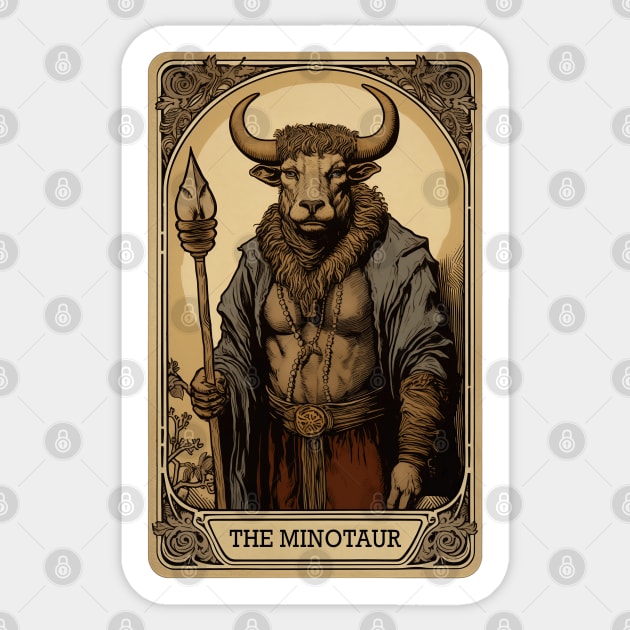 Minotaur Tarot Card Vintage Style - Minotaur - Sticker | TeePublic
