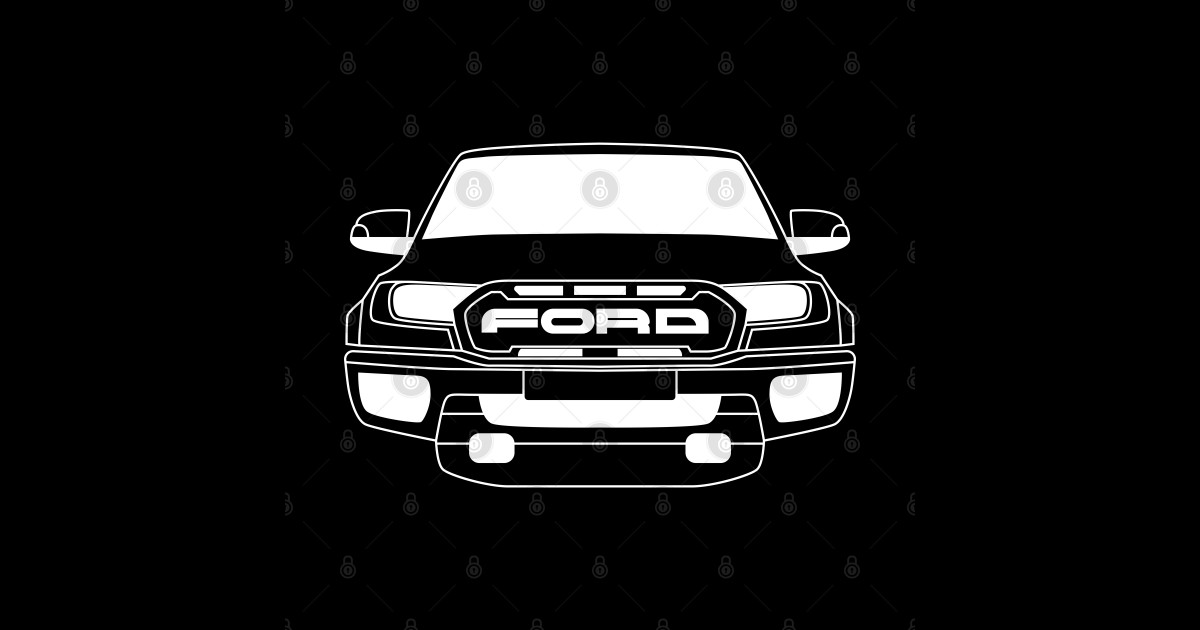 Ford Ranger Raptor White Outline - Car - Sticker | TeePublic