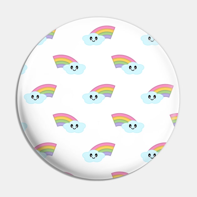 Kawaii Cute Rainbow Pattern - Rainbow Pattern - Pin | TeePublic