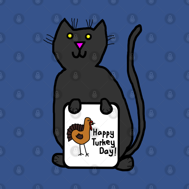 Cute Cat with Thanksgiving Turkey Greetings - Cats - Tapestry | TeePublic