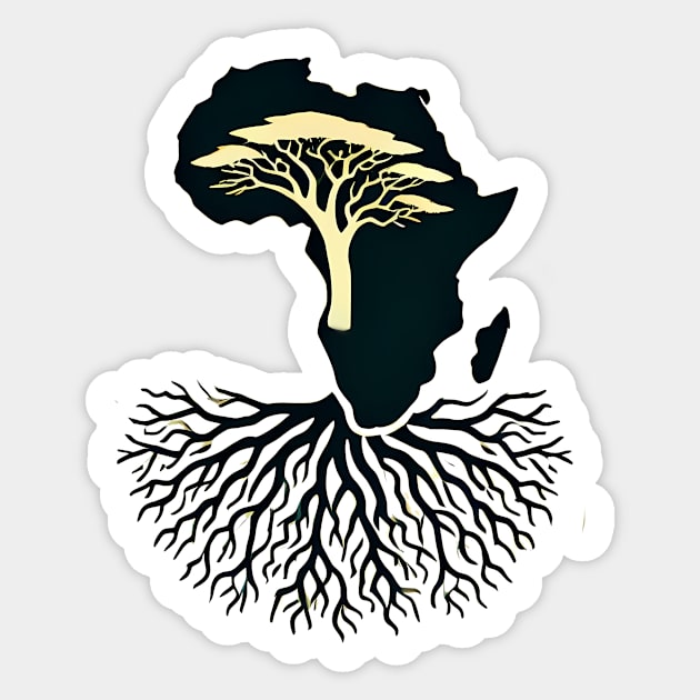 Africa Map with Roots - Africa Map - Sticker | TeePublic
