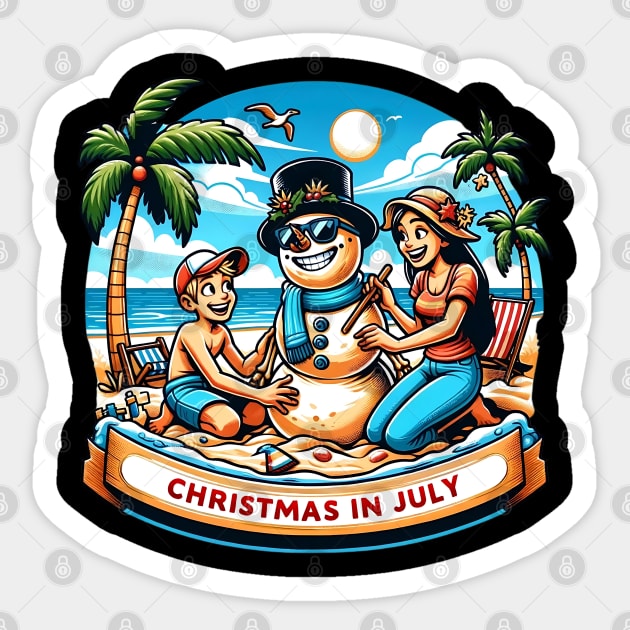 Christmas in July Beach Fun - Summer Christmas - Sticker | TeePublic