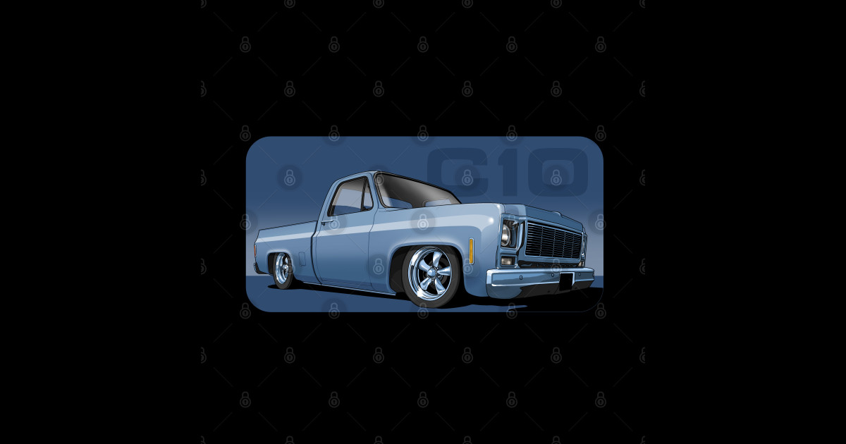 1980 Chevrolet C10 pickup in blue - Chevrolet C10 - Sticker | TeePublic