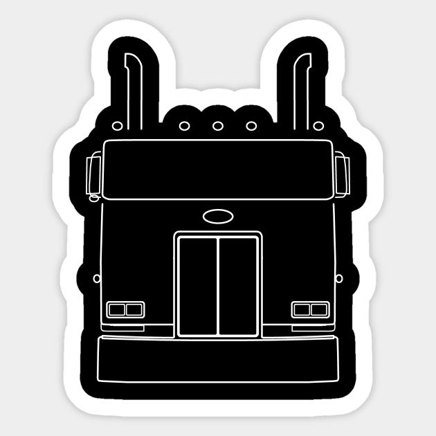 Cabover Pete classic truck outline graphic (white) - Truck - Sticker ...