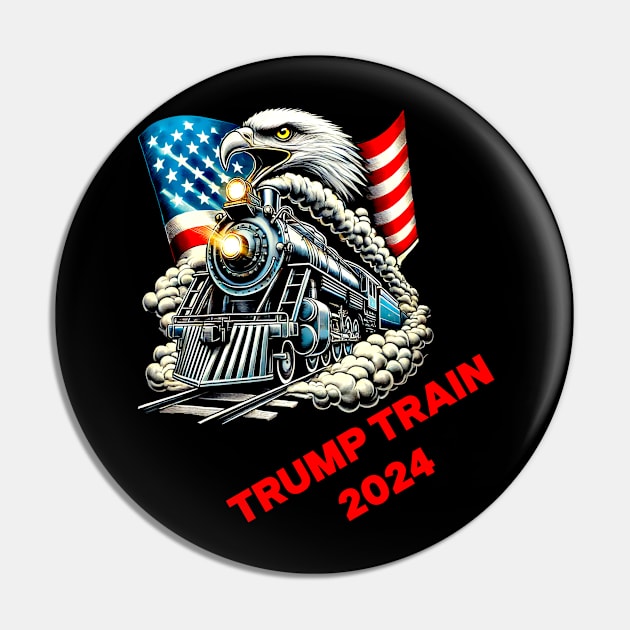 Trump Train 2024 American Flag - Trump Train - Pin | TeePublic
