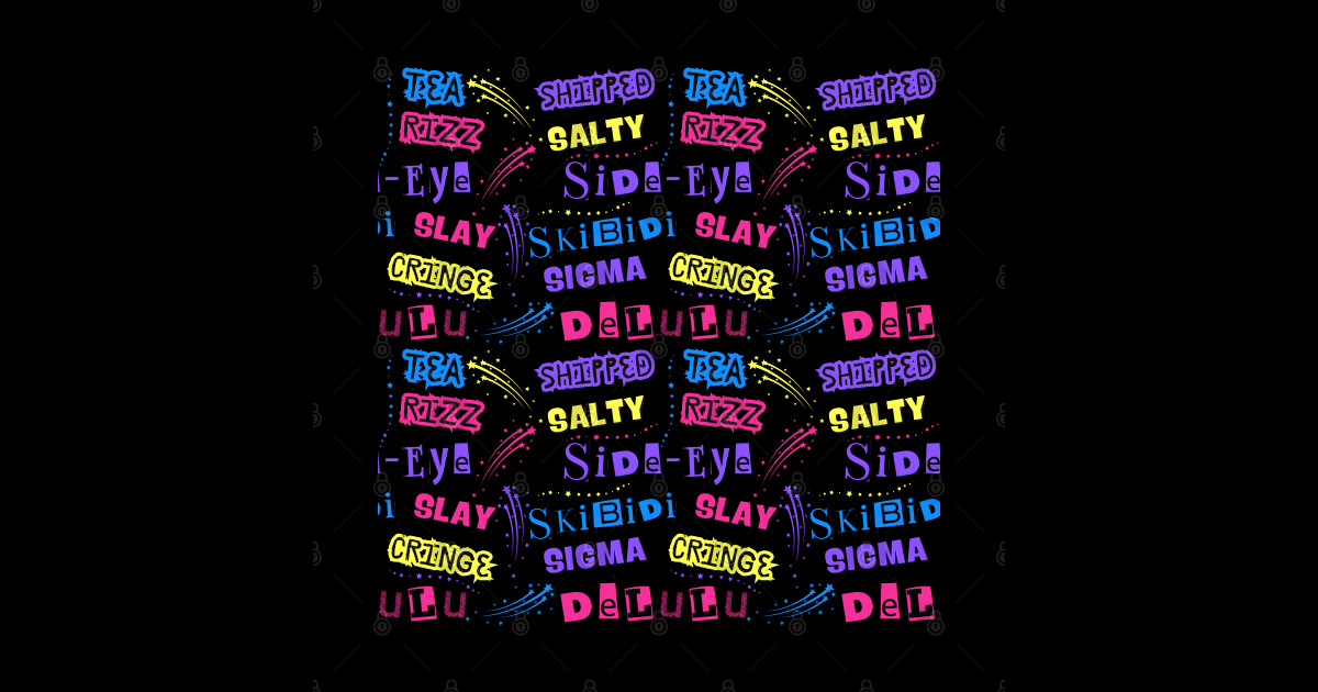 2025 Slang Words Design Pattern Delulu Skibidi Rizz - Gen Z Slang ...